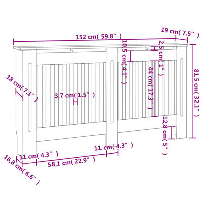 vidaXL radiaatori kate, 2 tk, MDF, 152 cm, valge | vidaXL.ee